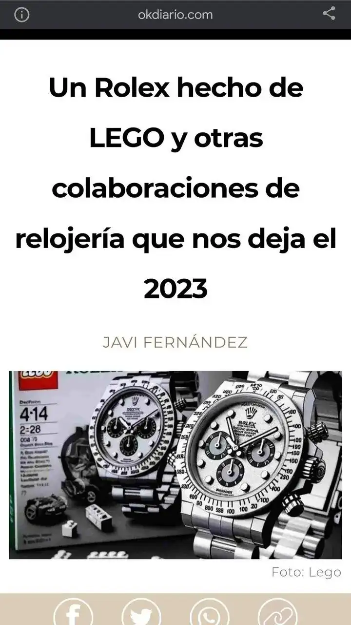 La prensa se cree una trola inventada por la IA. El Rolex de Lego ...
