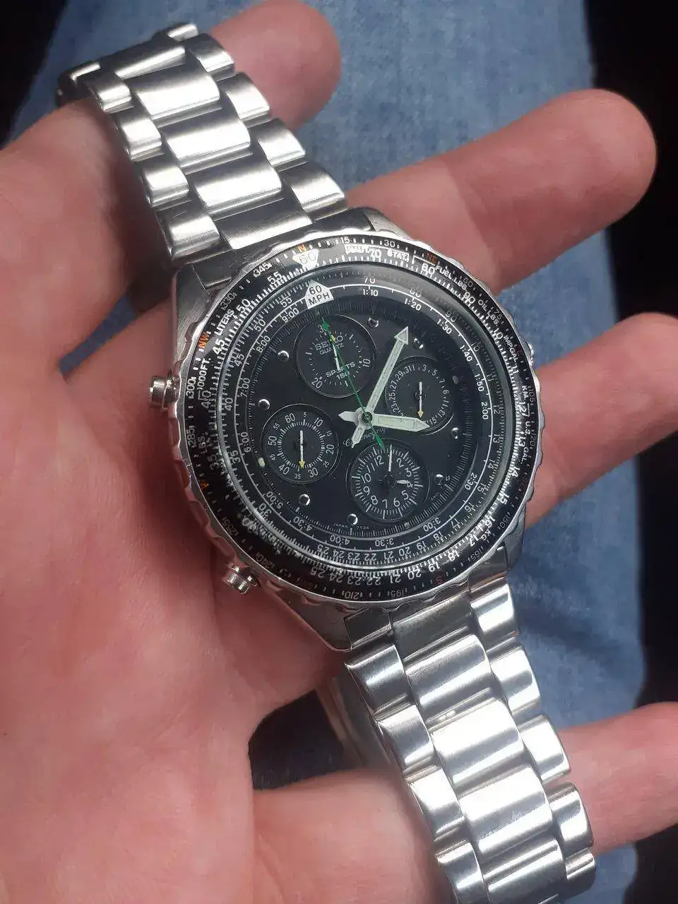 Seiko pilot flightmaster 7t34-6a00, 4 esferas. Cronografo iconico ...